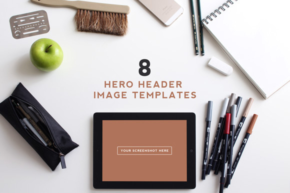 8 Customizable Hero Header Templates ~ Product Mockups on Creative Market