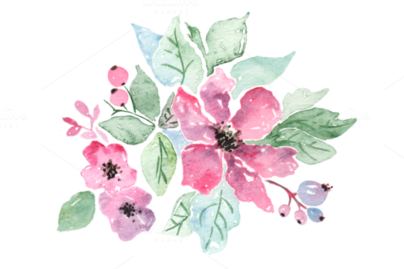 Pastel Pink Purple flowers Clip Art ~ Illustrations on Creative Market