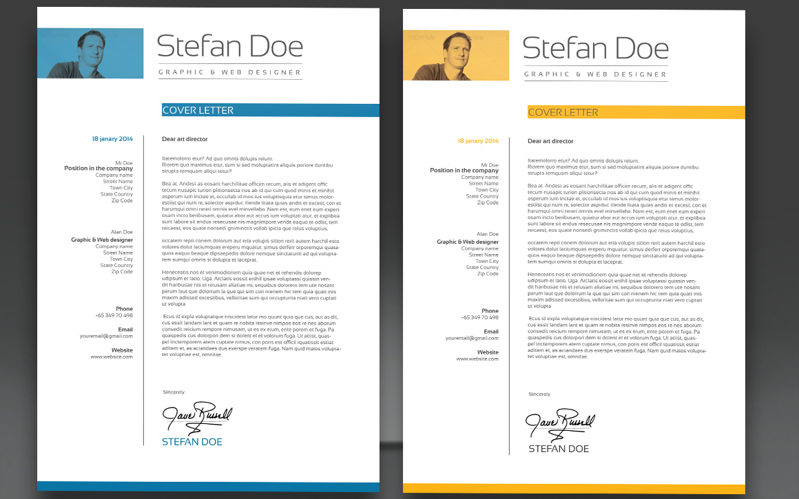 5 color Resume & Cover ~ Resume Templates on Creative Market