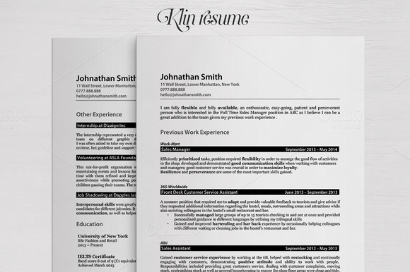 Klin • Professional realistic resume ~ Resume Templates on Creative Market