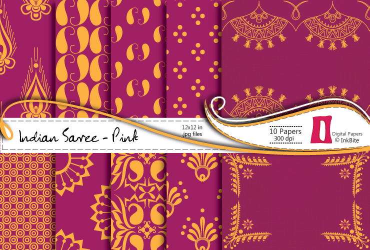Indian Saree Paper Pack Pink ~ Patterns on Creative Market