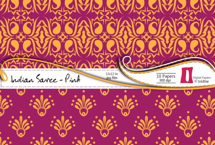 Indian Saree Paper Pack Pink ~ Patterns on Creative Market