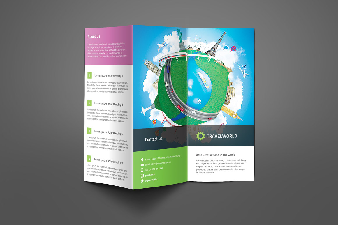 Travel Company Trifold Brochure ~ Brochure Templates on Creative Market