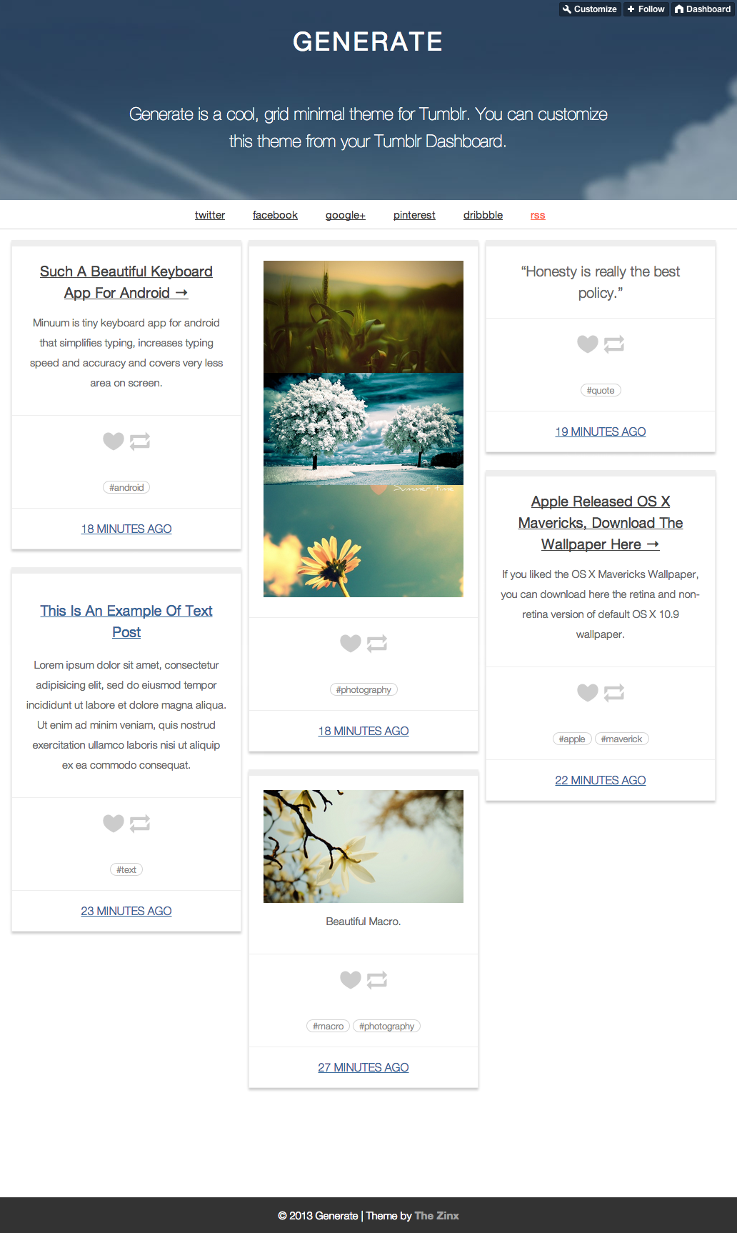 Generate - Simple Grid Tumblr Theme ~ Tumblr Themes on Creative Market