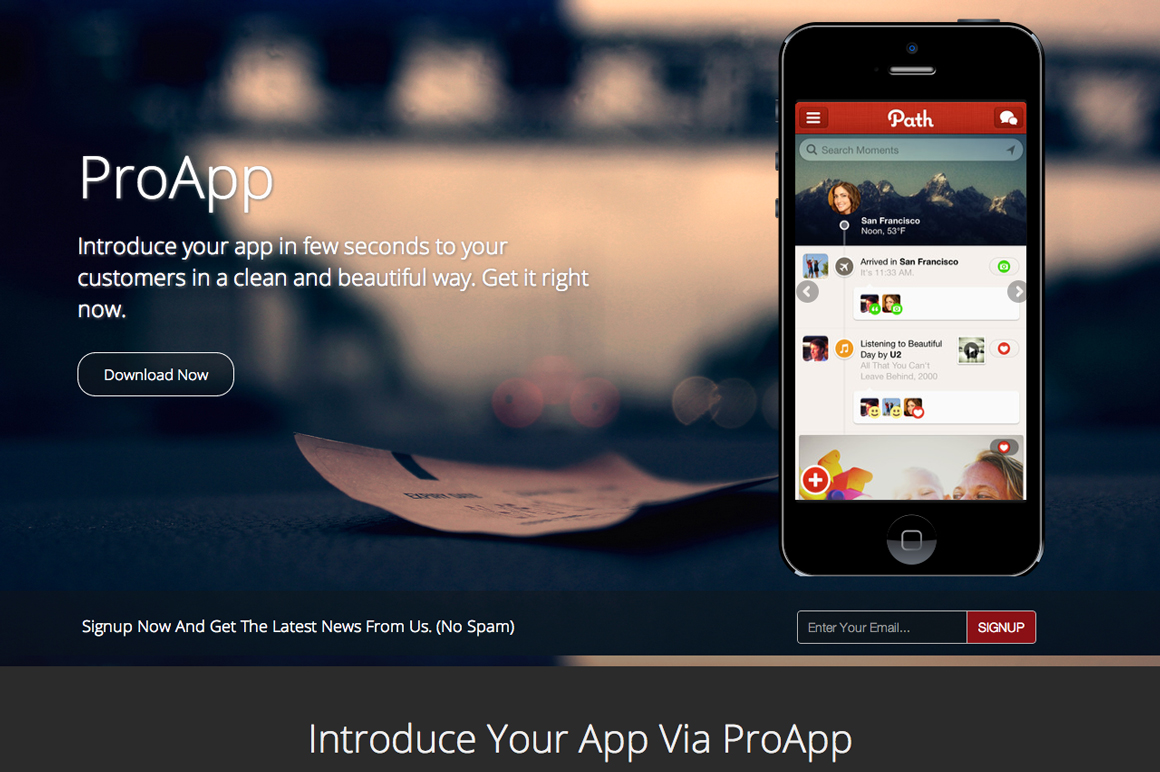 ProApp - Responsive Landing Page ~ Bootstrap Themes on Creative Market
