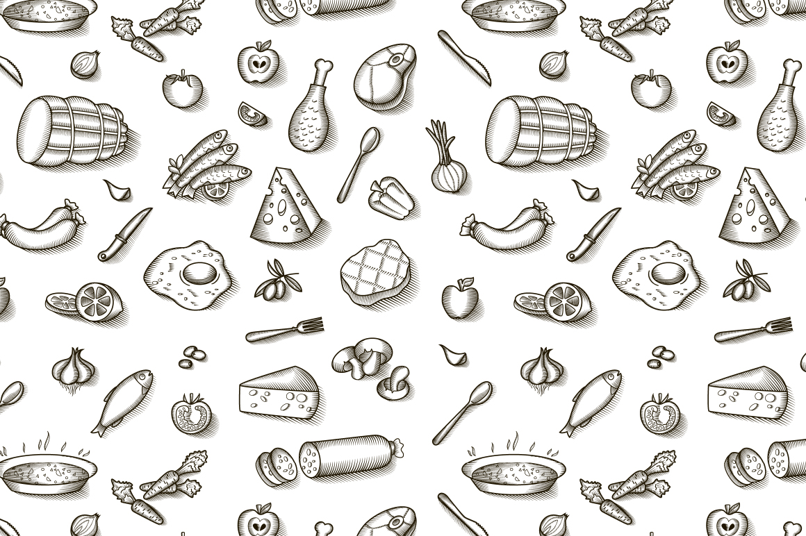 Vintage Food Patterns ~ Patterns on Creative Market