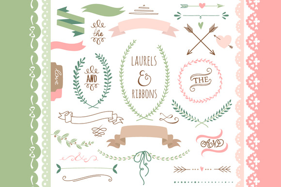 Laurels, Ribbons, Wreaths and Arrows ~ Illustrations on Creative Market