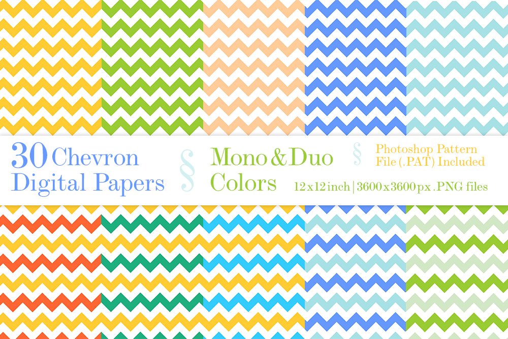 30 Chevron Digital Papers - Mono&Duo ~ Patterns on Creative Market