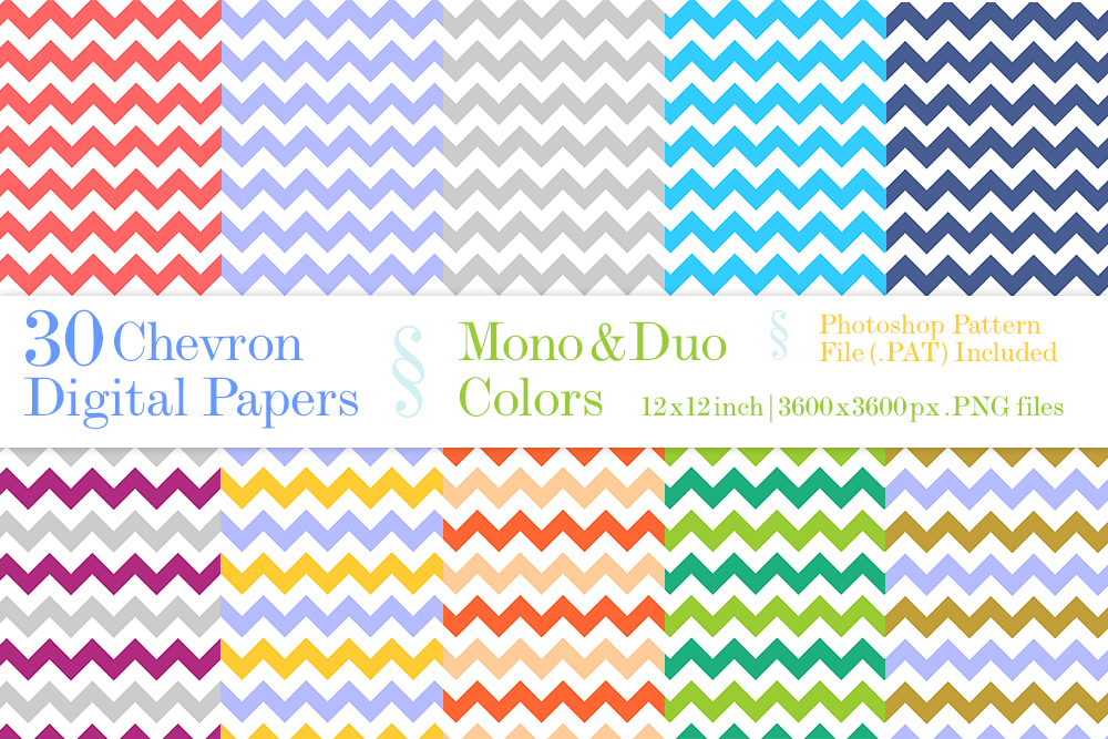 30 Chevron Digital Papers - Mono&Duo ~ Patterns on Creative Market