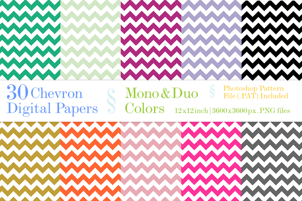 30 Chevron Digital Papers - Mono&Duo ~ Patterns on Creative Market