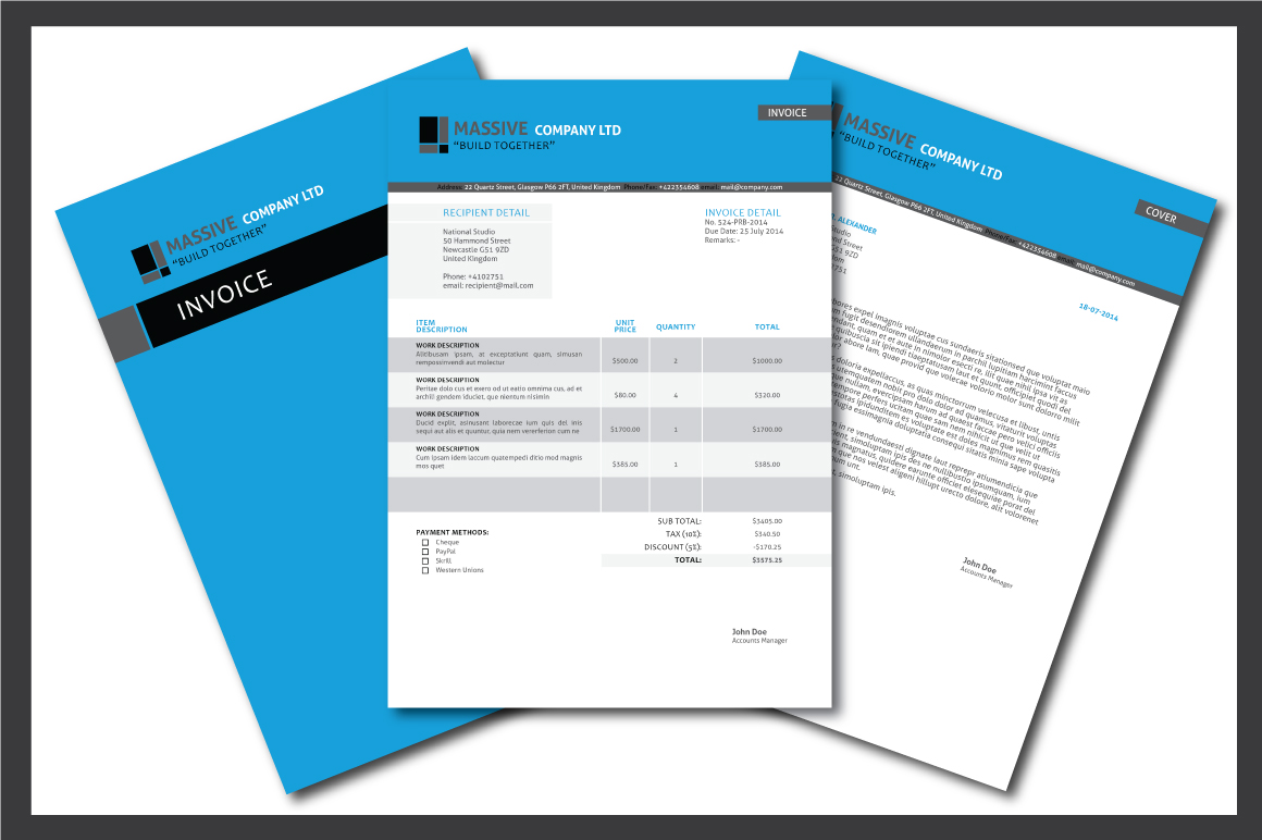 Professional Invoice Set ~ Stationery Templates on Creative Market