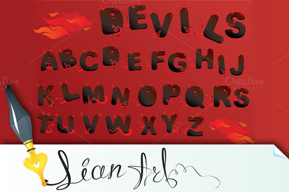 Alphabet with funny demons letters ~ Illustrations on Creative Market