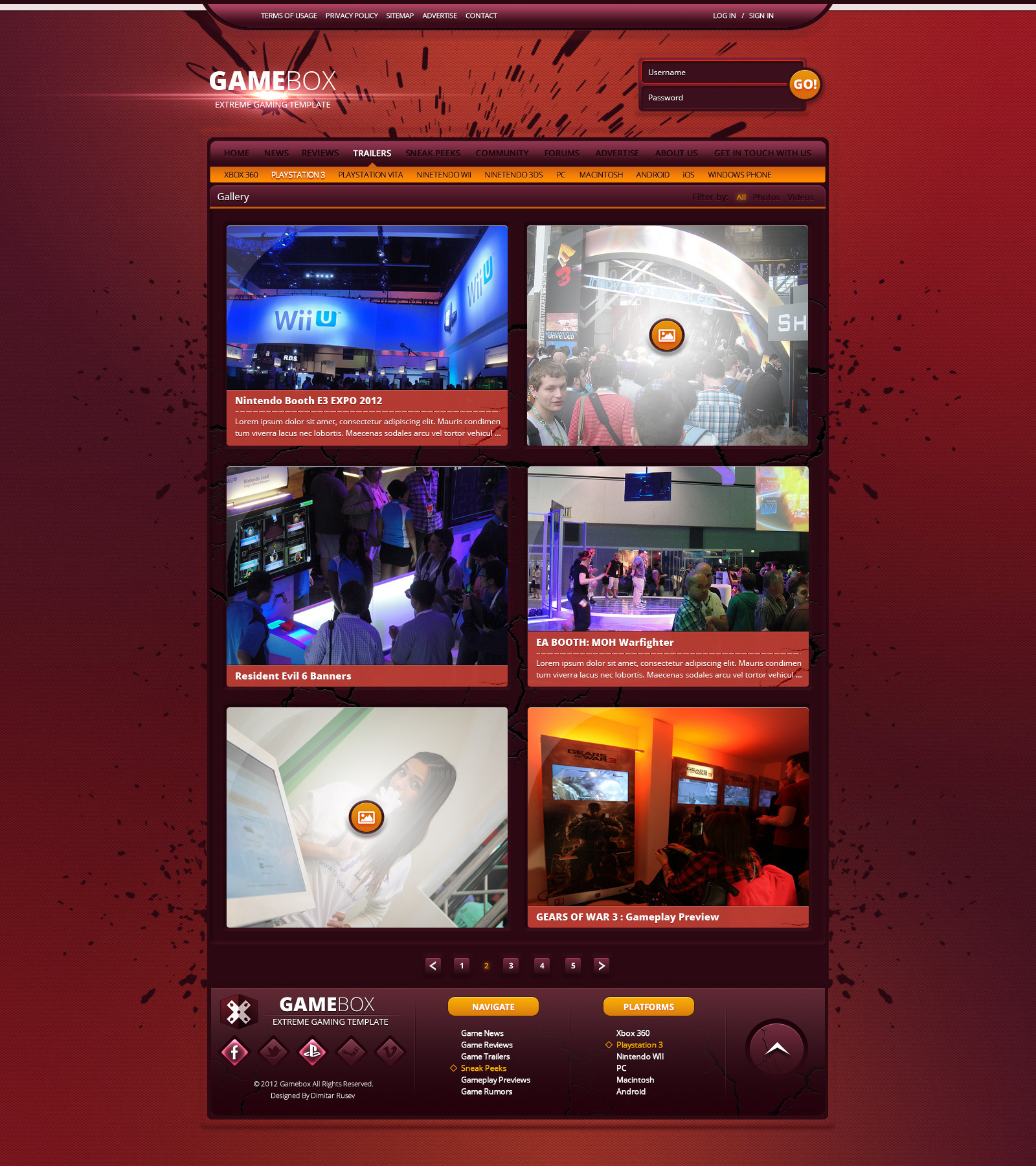 Gamebox - Xtreme Gaming PSD Template ~ Website Templates on Creative Market