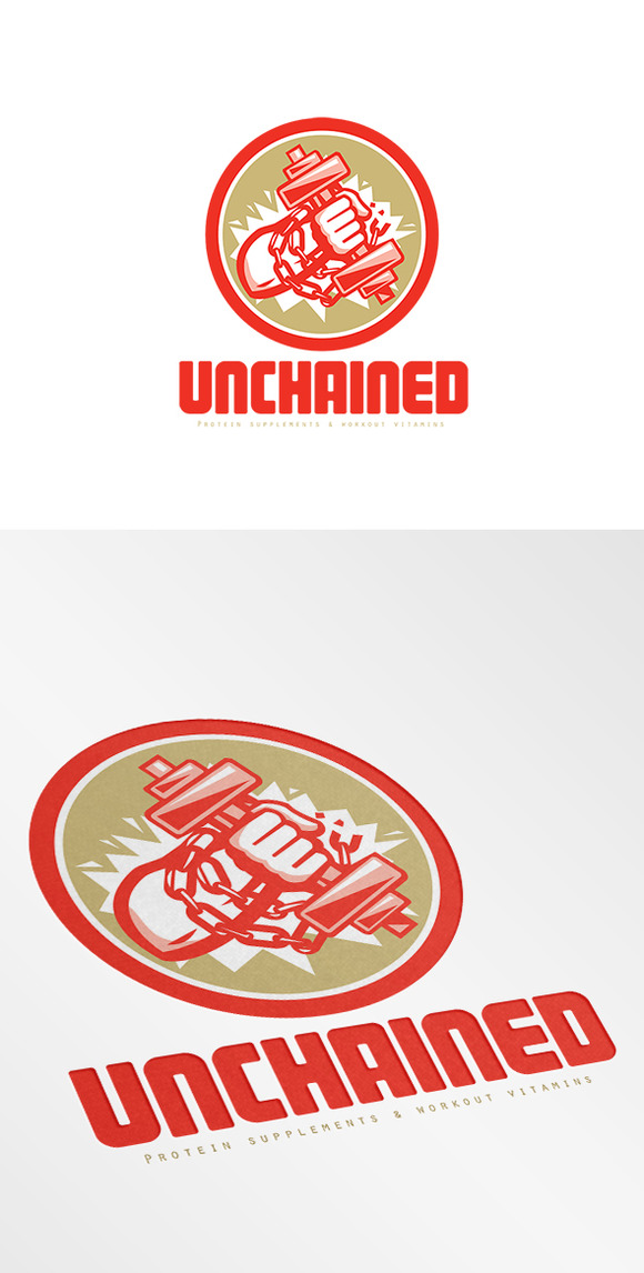 Unchained Protein Supplements Logo ~ Logo Templates on Creative Market