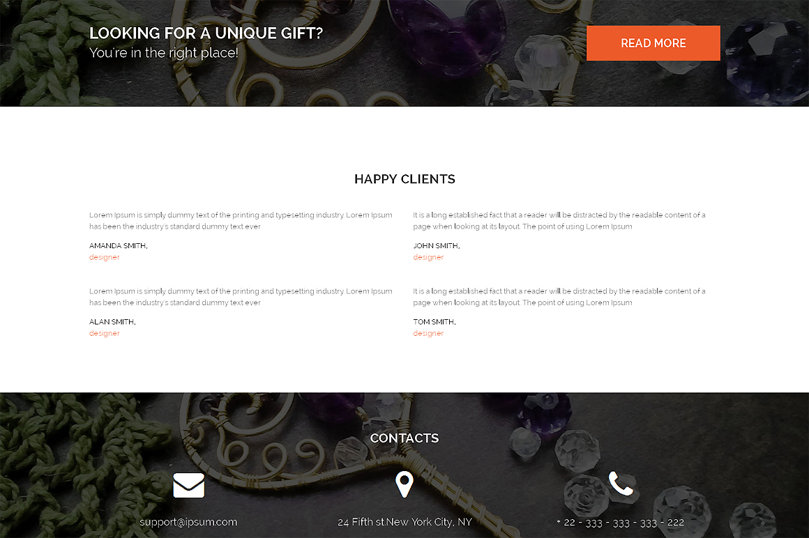 Handmade Responsive One Page Theme ~ Website Templates on Creative Market