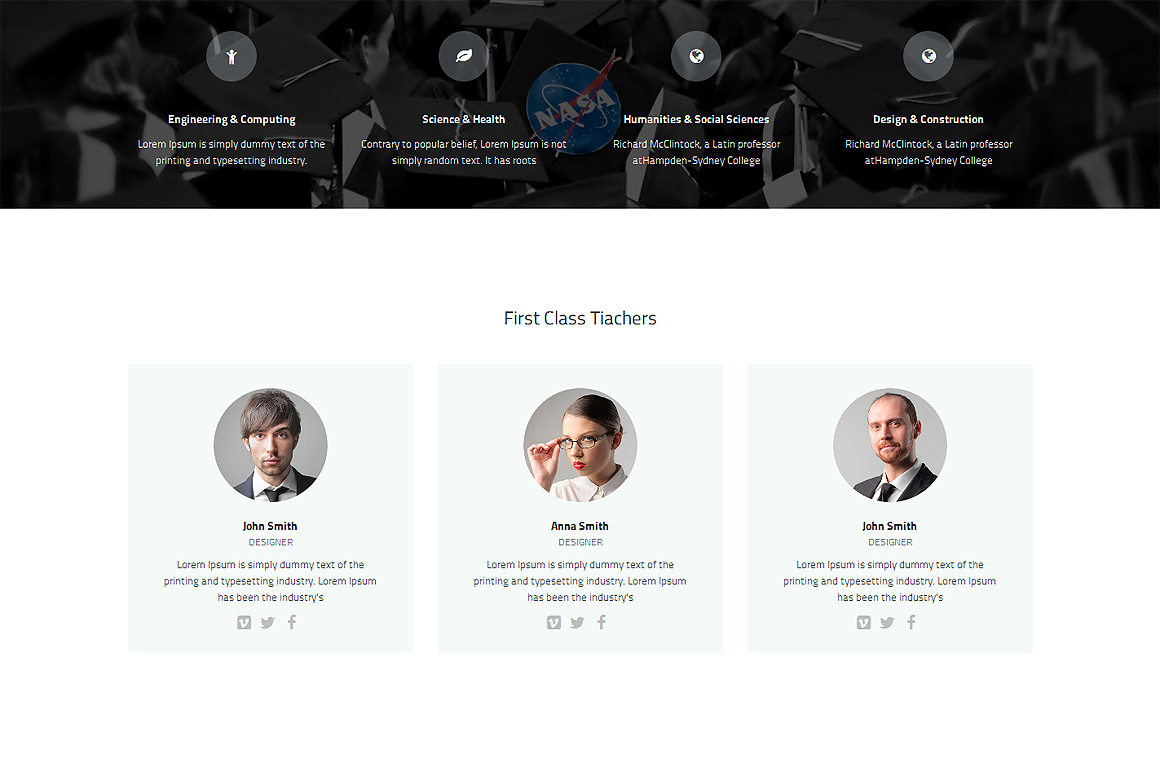 University Responsive One Page Theme ~ Website Templates on Creative Market