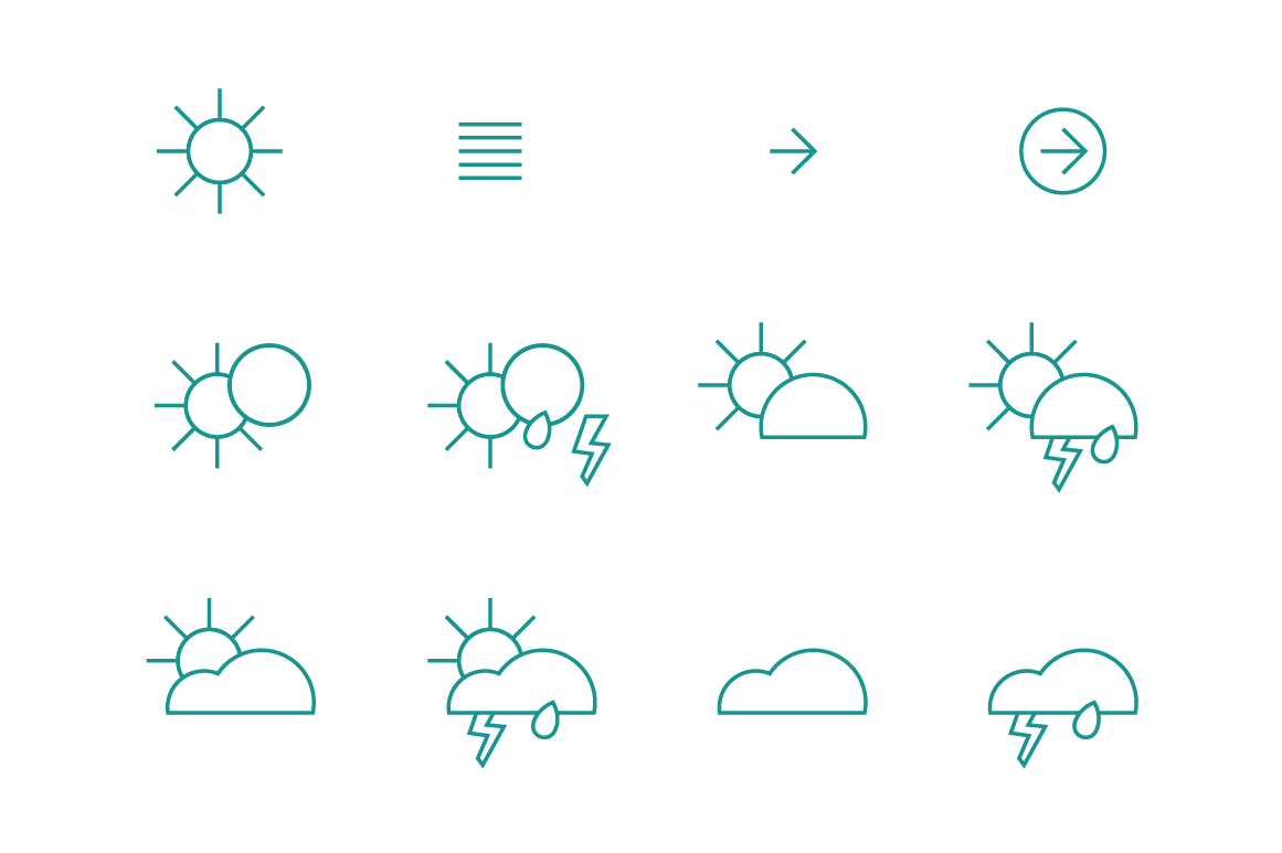 Weather, Outline, Set 2- Icon Pack ~ Icons on Creative Market