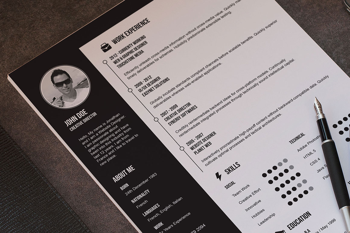 Flat Resume + Cover Letter ~ Resume Templates on Creative Market