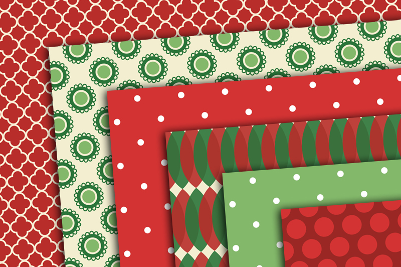 Christmas Red Green Digital Paper ~ Patterns on Creative Market