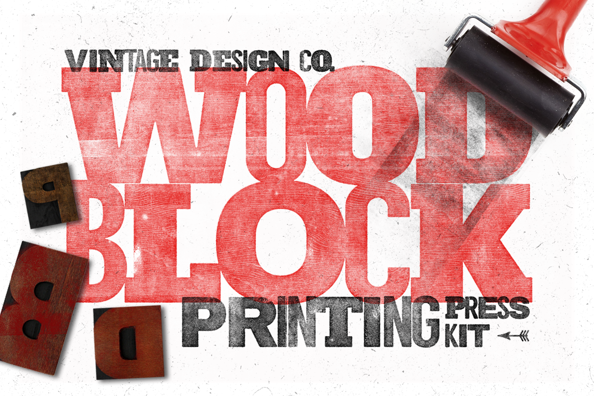 WoodBlock Printing Press Kit ~ Layer Styles on Creative Market