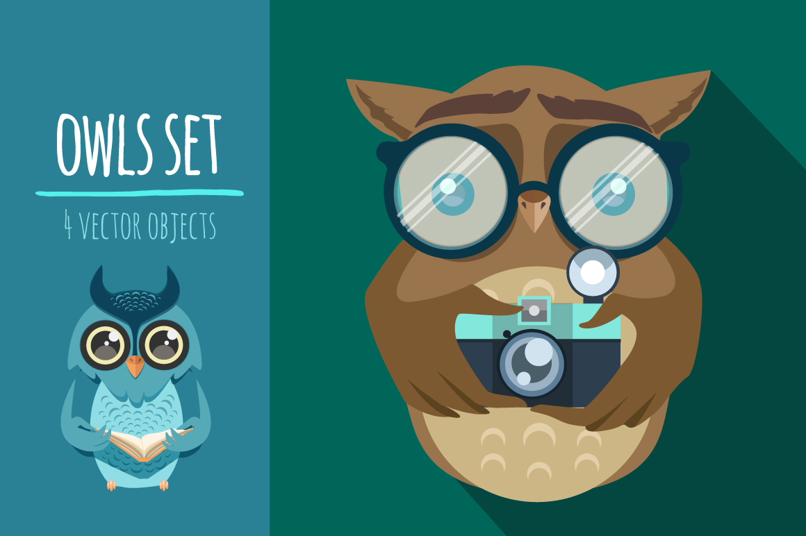 owls set ~ Illustrations on Creative Market