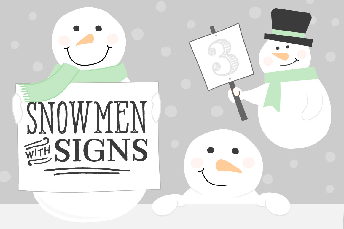 Snowmen with Signs ~ Illustrations on Creative Market