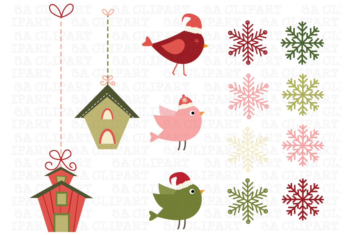 Christmas Bird Floral Clipart ~ Illustrations on Creative Market