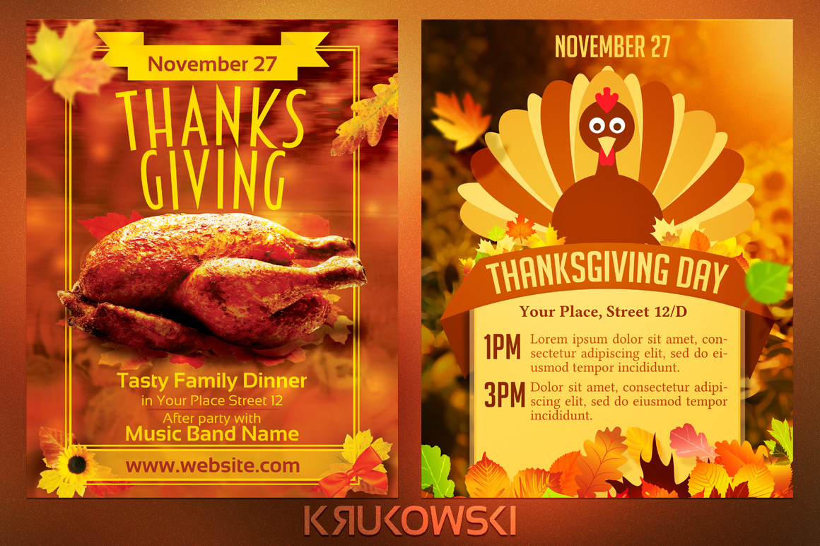 Thanksgiving Flyer Templates Bundle ~ Flyer Templates on Creative Market