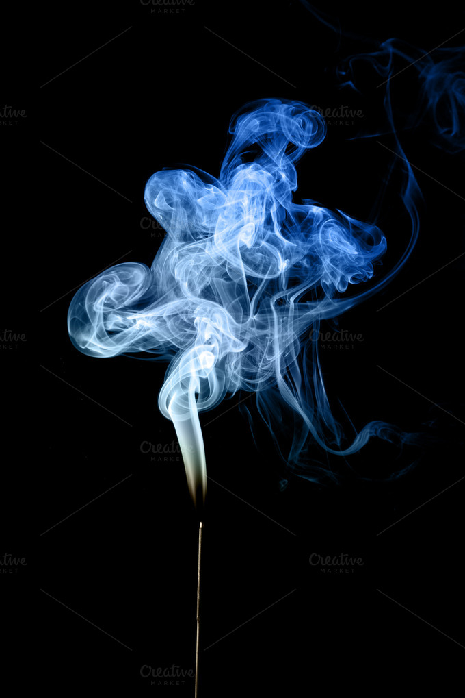 Real incense smoke colored in blue ~ Abstract Photos on Creative Market