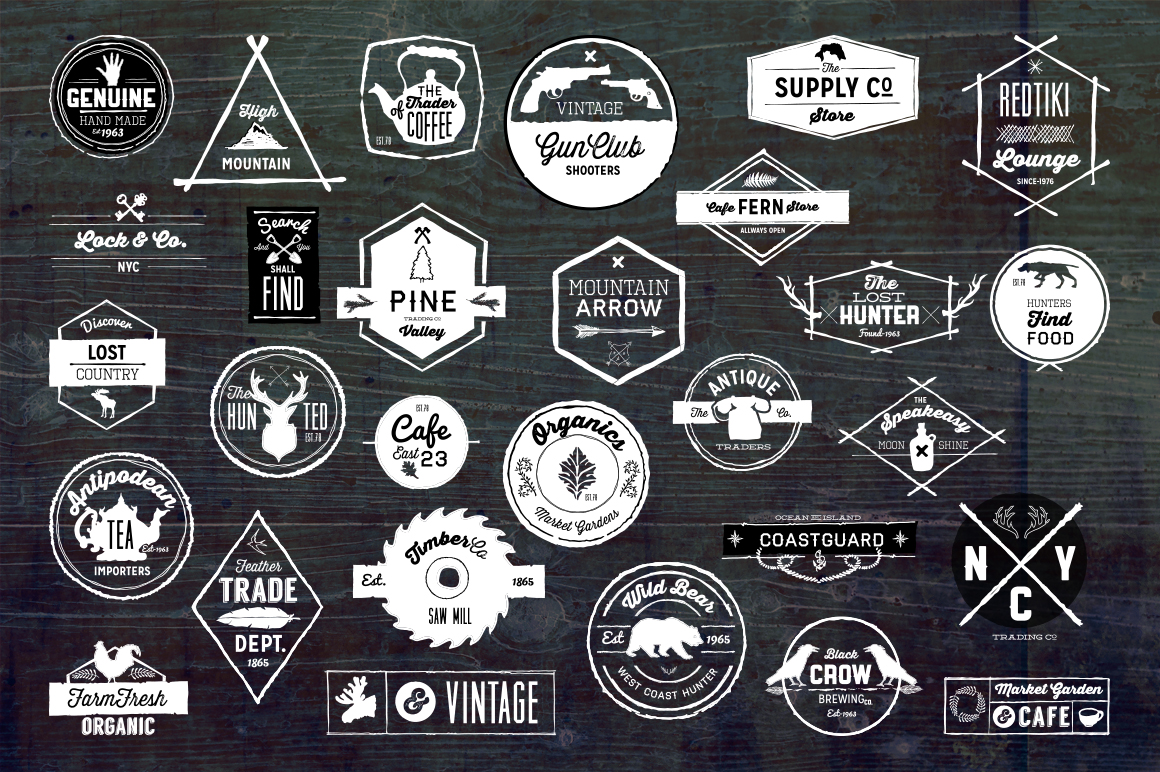 30 Vintage Logos + Design Elements ~ Icons on Creative Market