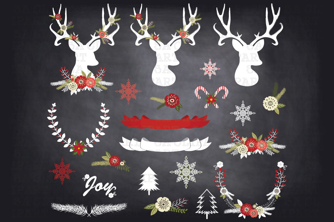 Chalkboard Christmas Clipart ~ Illustrations on Creative Market