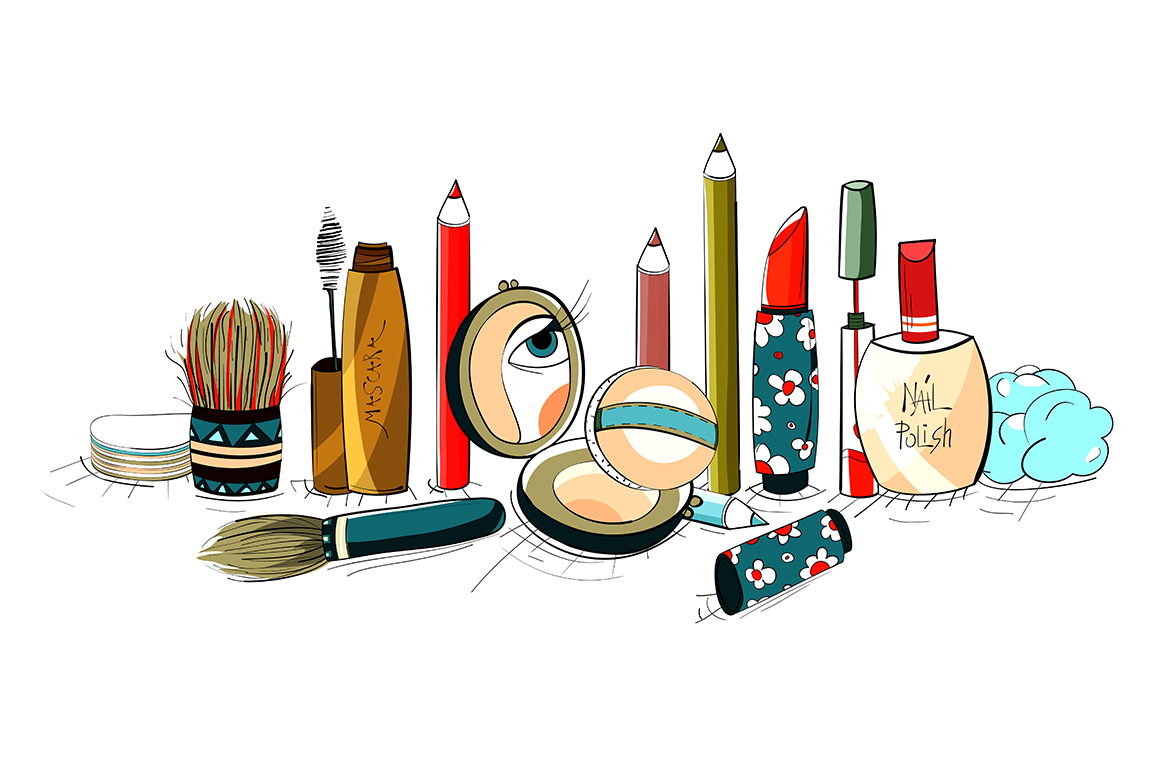 Makeup Collection Colorful Drawing ~ Illustrations on Creative Market