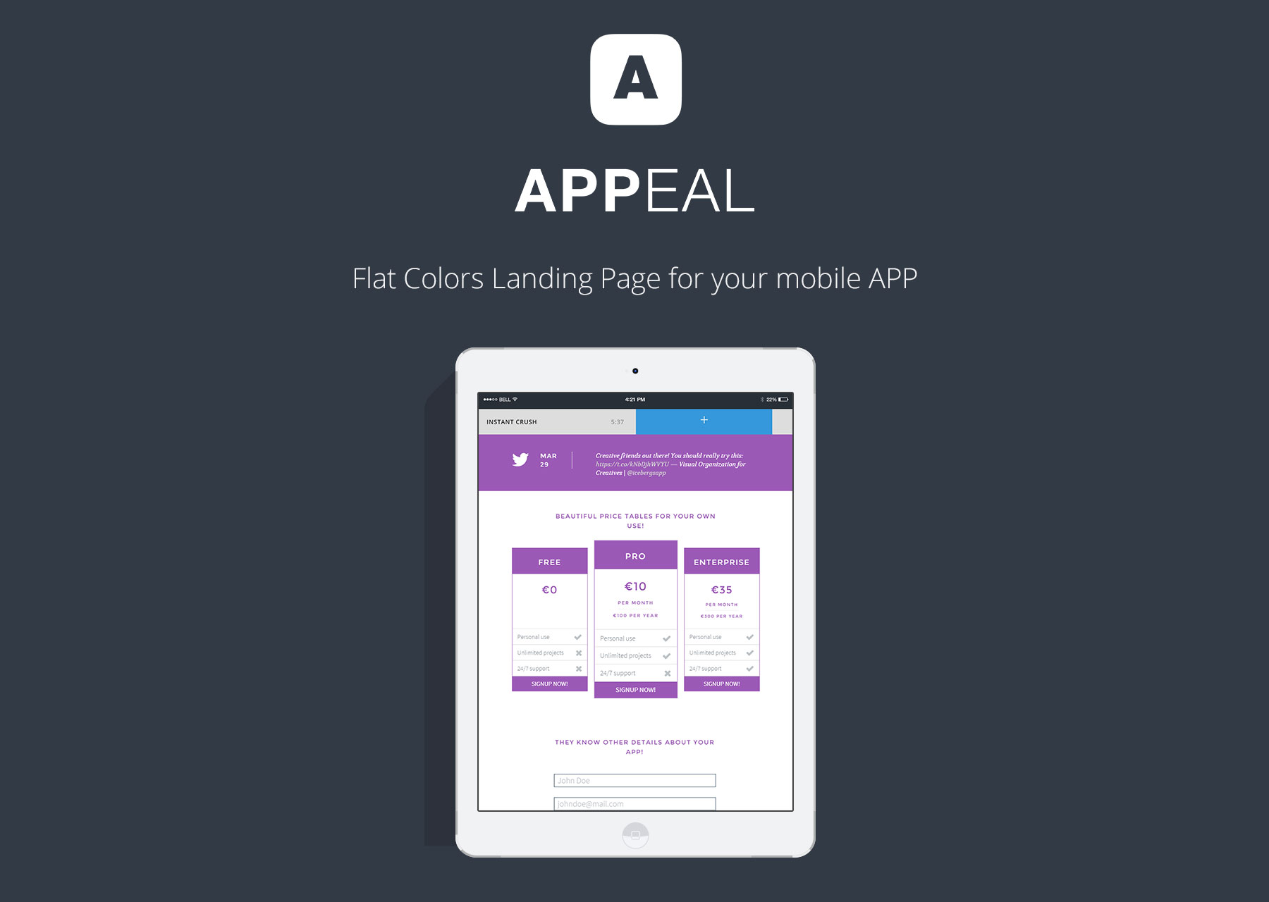 Appeal - App Landing Page ~ HTML/CSS Themes on Creative Market