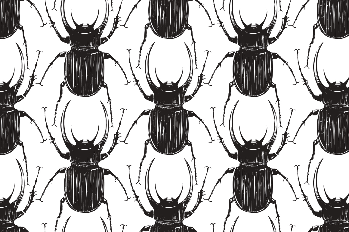 Black Beetle Insect Seamless Pattern ~ Patterns on Creative Market