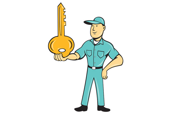 Locksmith Balancing Key Palm Cartoon ~ Illustrations on Creative Market