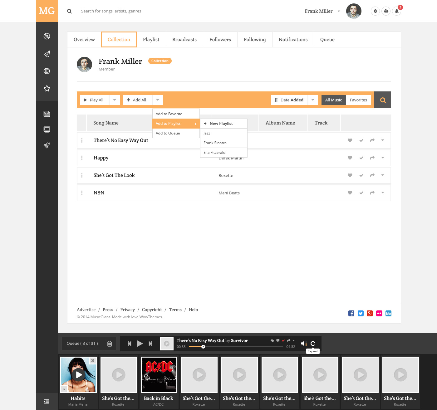 MusicGiant - Admin PSD Template ~ Website Templates on Creative Market