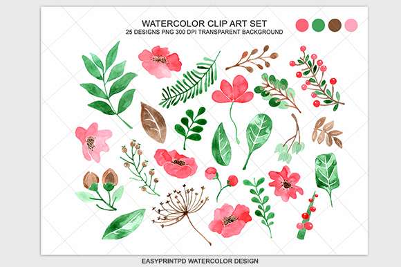 Floral Watercolor Clip Art Set ~ Illustrations on Creative Market