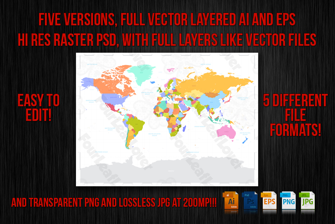 Vector Colorful World Map ~ Illustrations on Creative Market