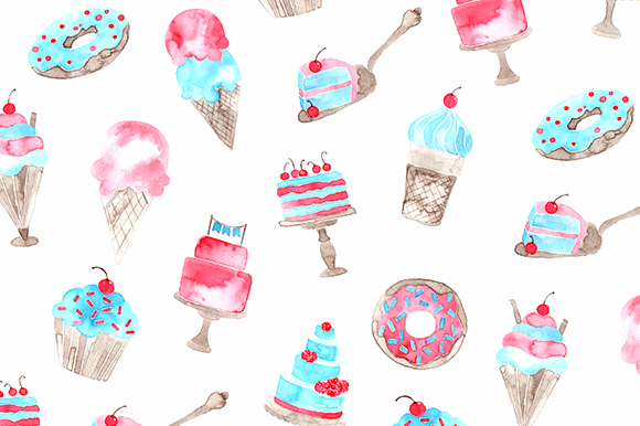 Desserts Cupcake Digital Paper Kit ~ Illustrations on Creative Market