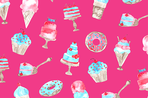 Desserts Cupcake Digital Paper Kit ~ Illustrations on Creative Market