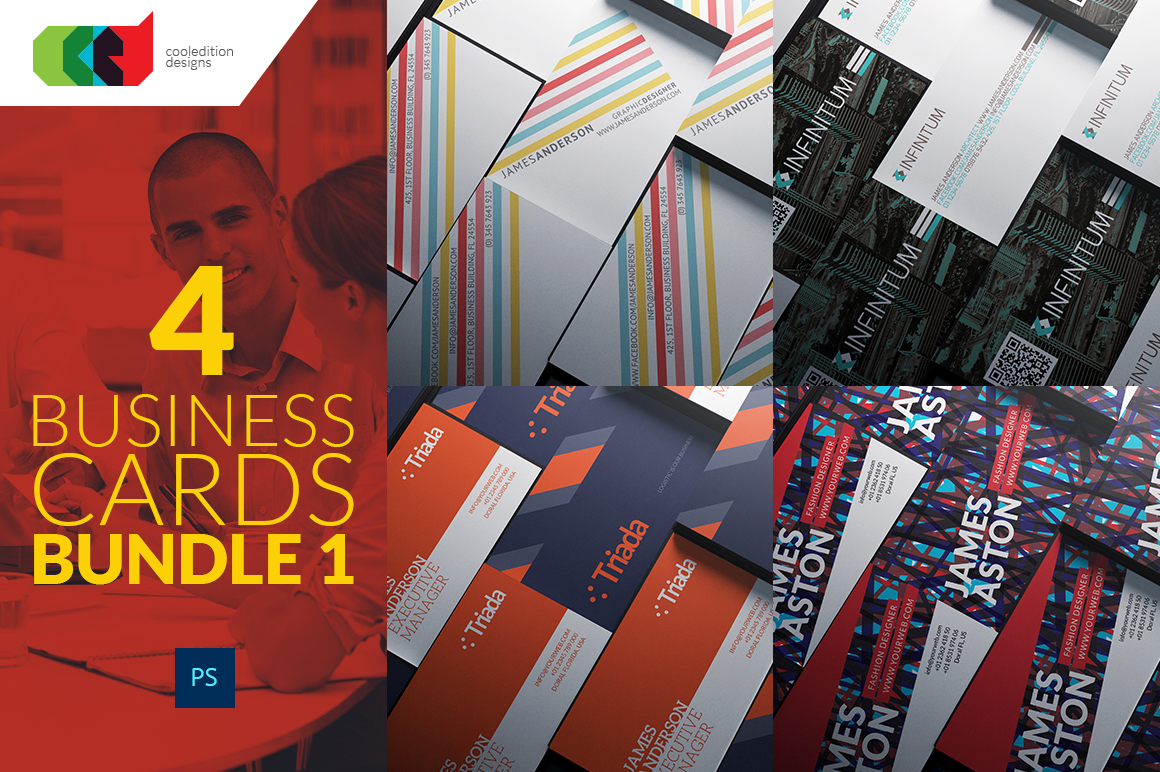 4 Business Cards Bundle 1 ~ Business Card Templates on Creative Market