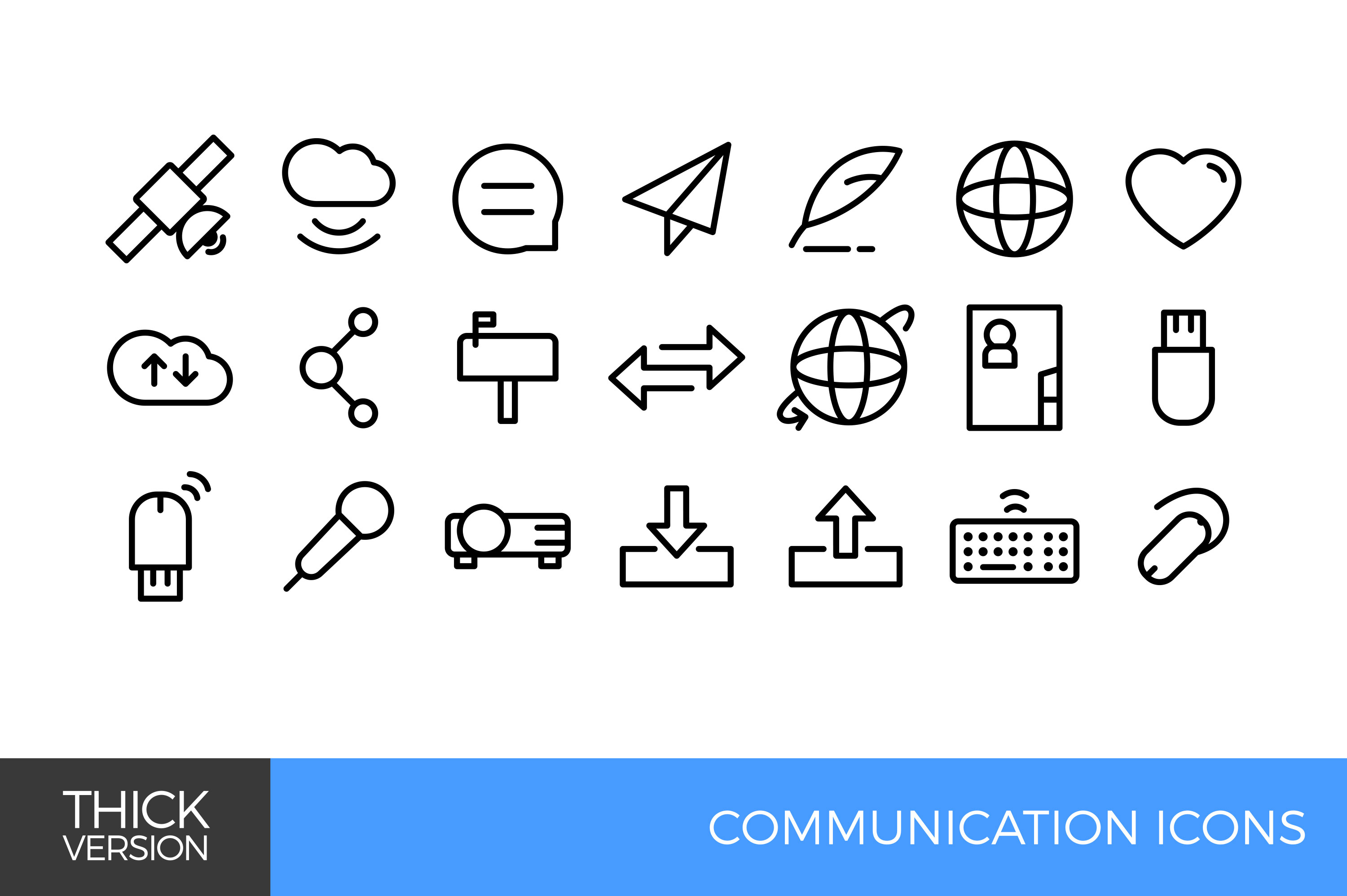 Communication thick line icon set ~ Icons on Creative Market