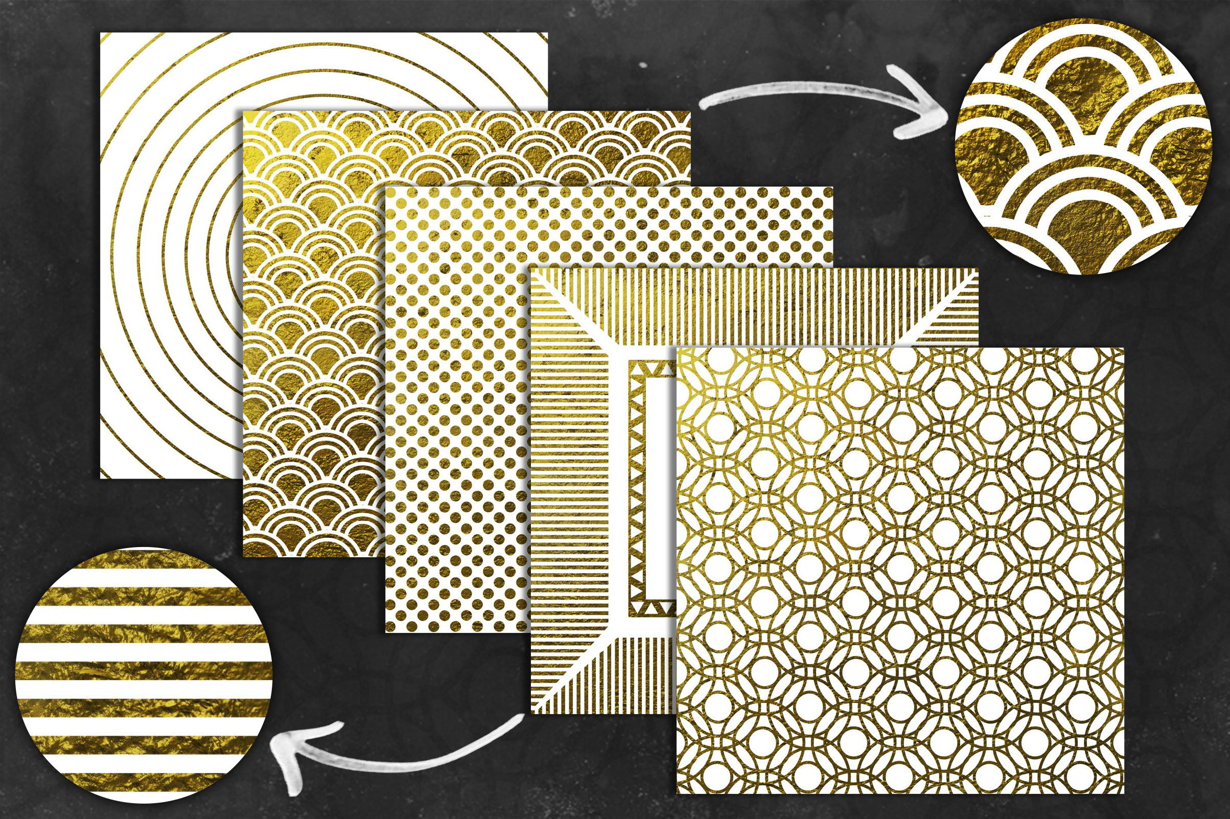Elegant Wht and Gold Pack ~ Patterns on Creative Market
