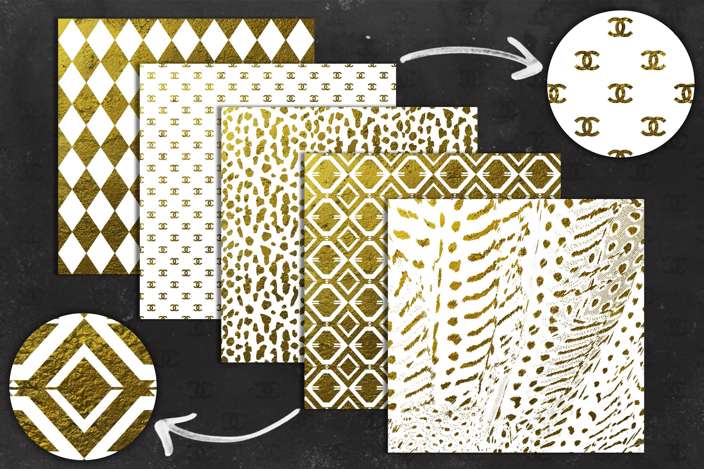 Fashion Wht and Gold Pack ~ Patterns on Creative Market