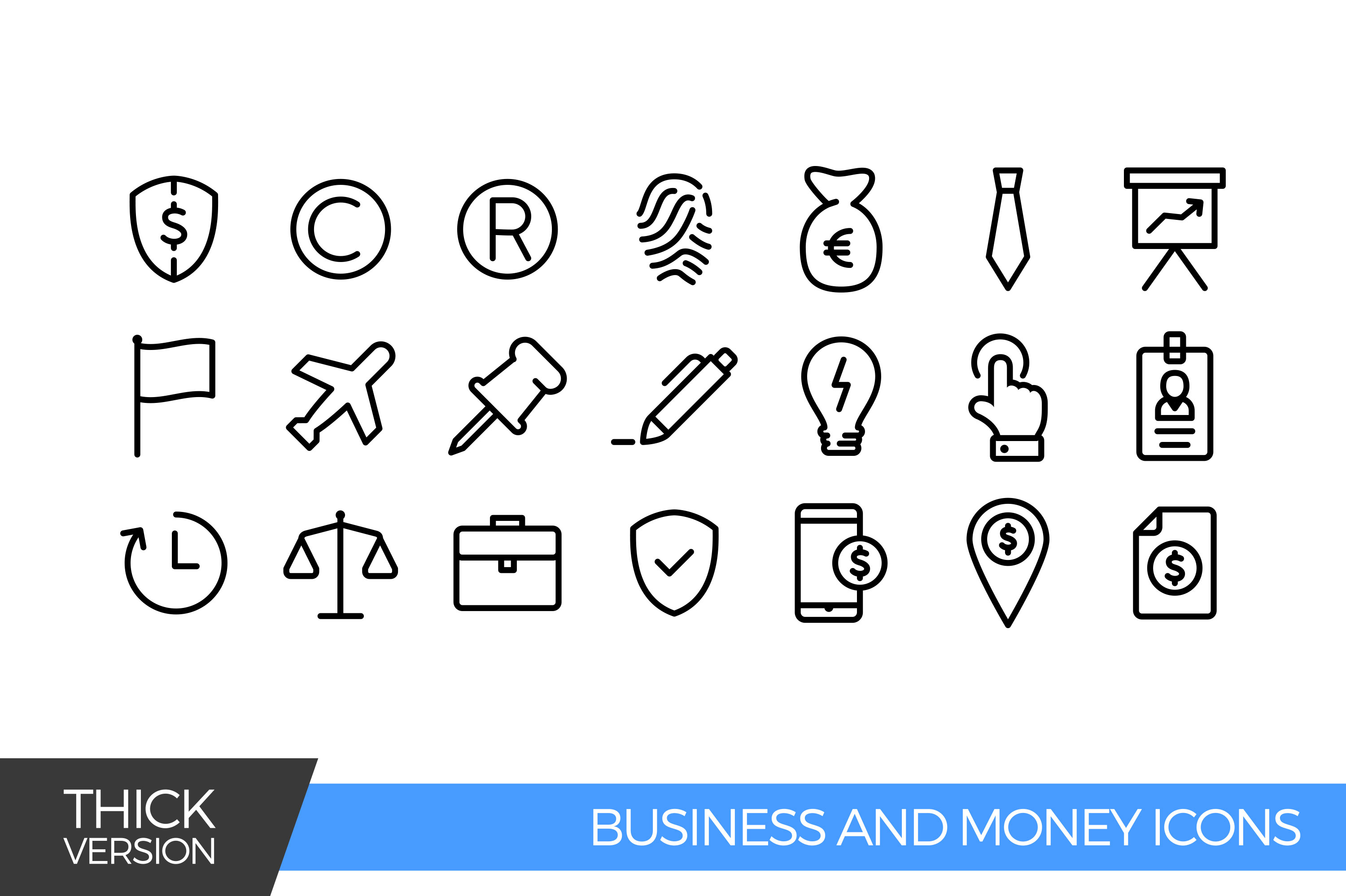 Business and money thick icons ~ Icons on Creative Market
