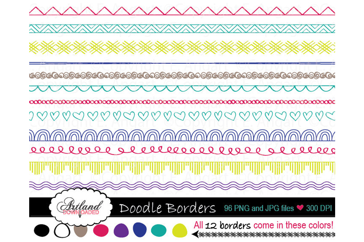 Doodle Borders Clipart Pack ~ Objects on Creative Market