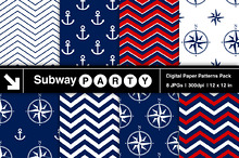 Nautical Navy, Blue & White Papers ~ Patterns on Creative Market