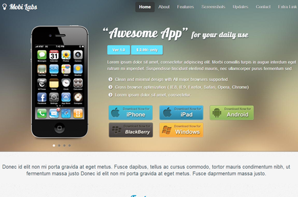 Mobile App Responsive Website theme ~ Bootstrap Themes on Creative Market