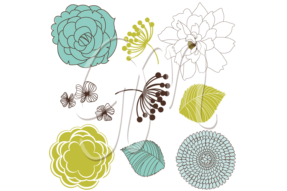 Flower Clip art and Digital paper ~ Illustrations on Creative Market