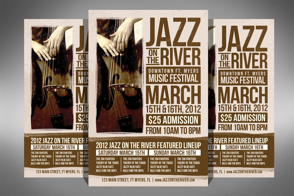 Jazz Music Festival Flyer ~ Flyer Templates on Creative Market